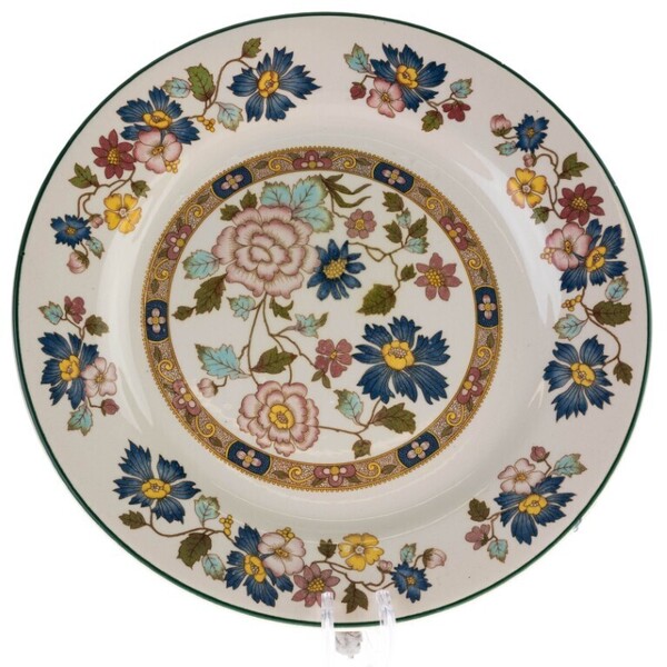 Dynasty Collection Chinoiserie Pattern Ceramic Porcelain Plate | Vinterior