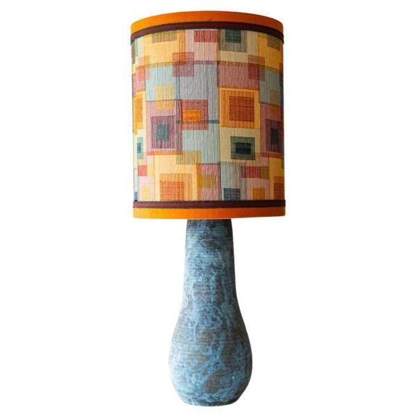 Xxl Elongated Ovoid Blue Ceramic Table Floor Lamp With Lampshade By R. Hoube | Vinterior