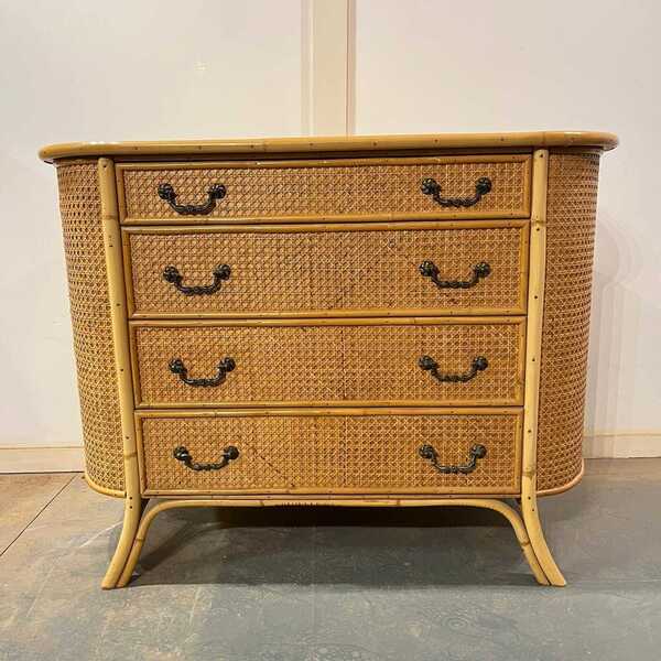 Bamboo And Cane Oval Chest With 4 Drawers | Vinterior