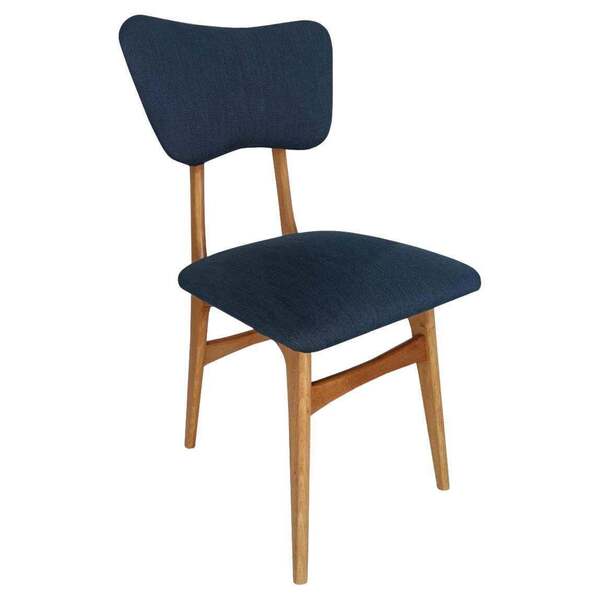 Mid Century Butterfly Chair, Indigo Pierre Frey Linen, Oak Wood, Europe ...