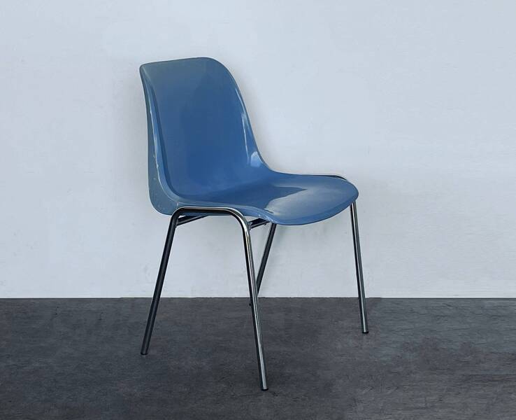 Vintage Mid Century Blue Helmut Starke Design Stacking Chairs By Primo ...