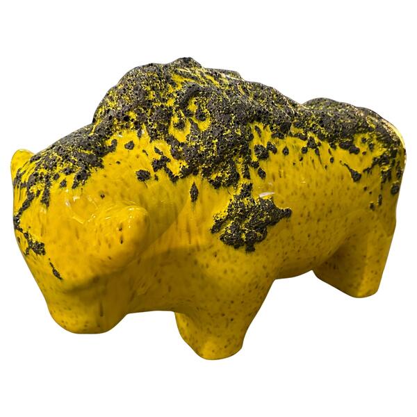 1990s Modernist Yellow And Black Fat Lava Ceramic German Bison | Otto ...