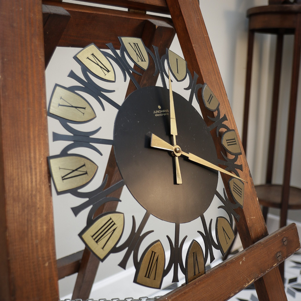 Mid Century Clock Junghans German Brutalist Style | Vinterior