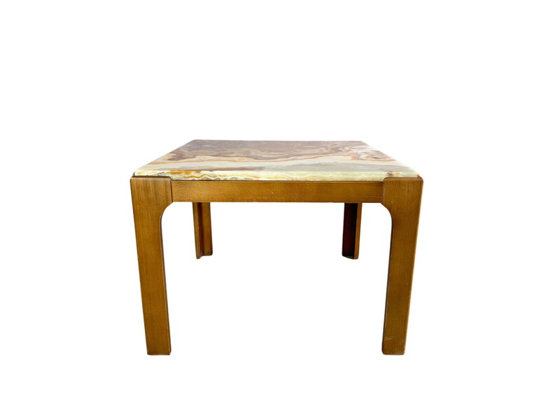 Original Mid Century Coffee Table Marble Oak Side Table 1970s | Vinterior