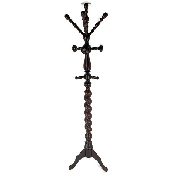 Barley Twist Standing Hall Tree Coat Hallway Rack Wood Vintage ...