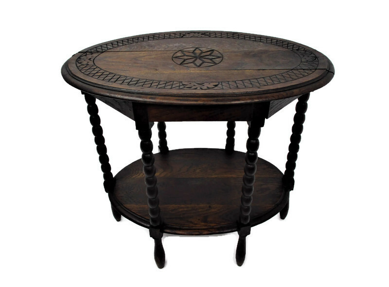 Ornate Hand Carved Wooden Table 6 Legs Bobbin Legs Coffee Side Table ...