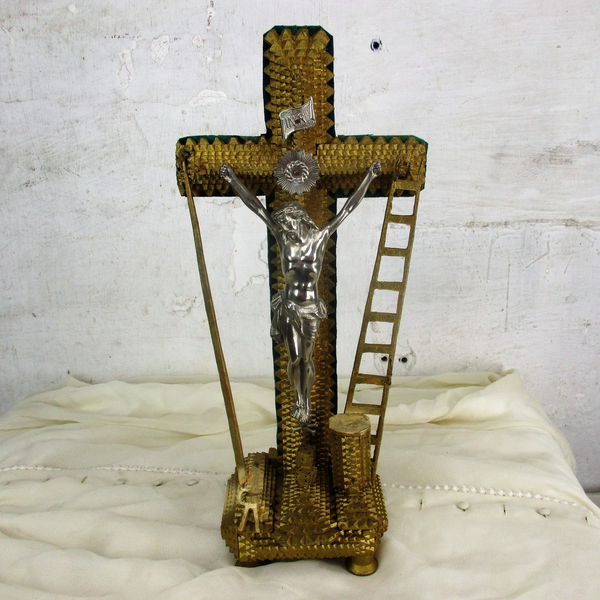 Tramp Trench Tramp Folk Art Standing Hand Carved Wooden Crucifix Dice ...