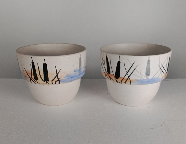 Two Flower Pots Indoor Planters Cachepots Milet France Hand Painted ...