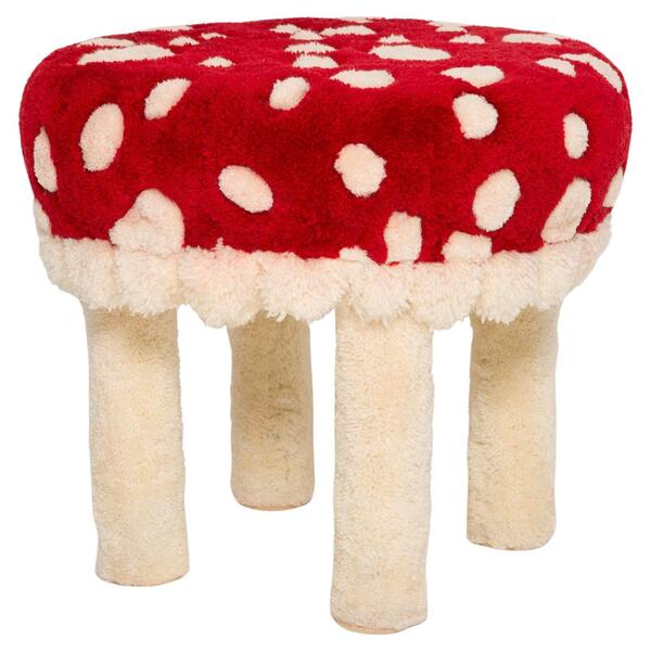 Mid Century Hand Tufting Mushroom Wool Stool, Europe, 1960s | Vinterior