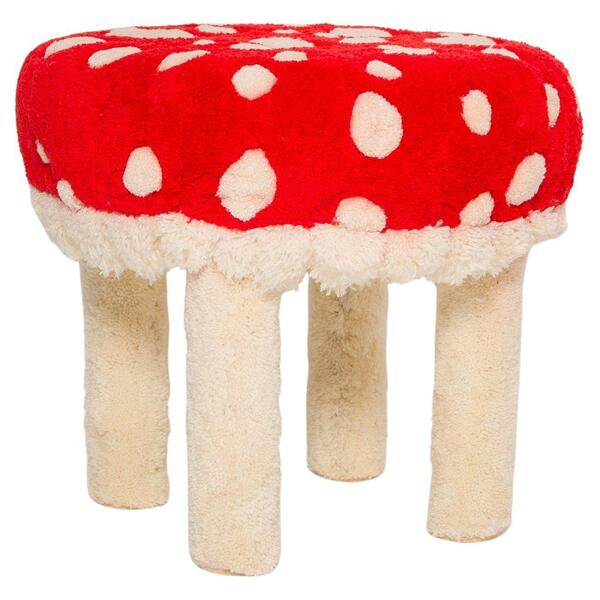 Mid Century Hand Tufting Mushroom Wool Stool, Europe, 1960s | Vinterior