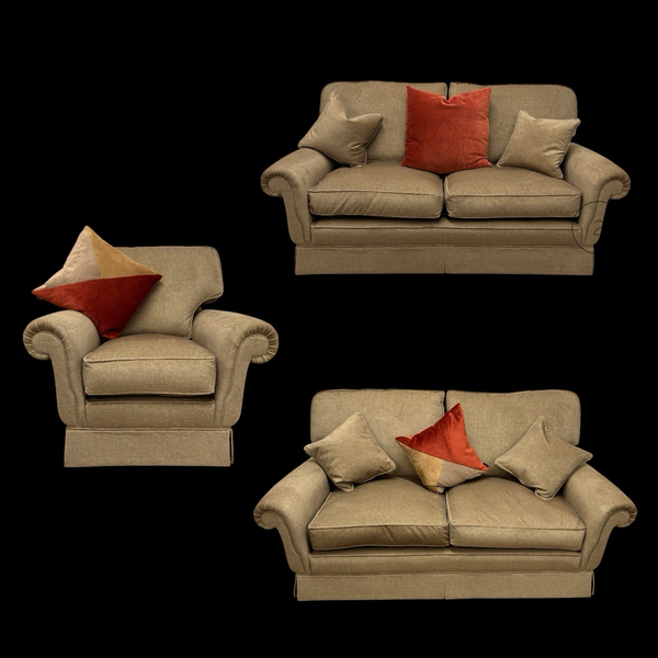 Peter Guild Delphic Range – 2x Two Seater Sofas & Armchair – Eton Velvet Flint | Vinterior