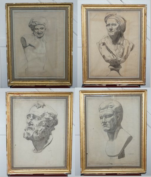 Four Rare Italian School 19th Century Old Master Sketches Drawings By F ...