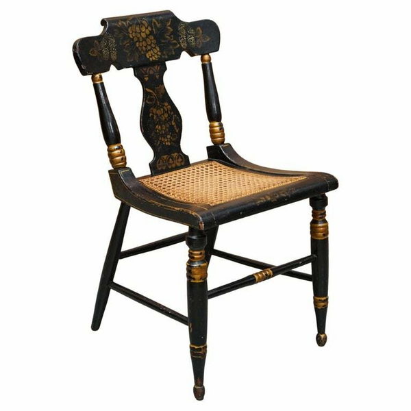 Important Circa 1825 Georgian Baltimore Ebonised Painted Gilt Bergere ...