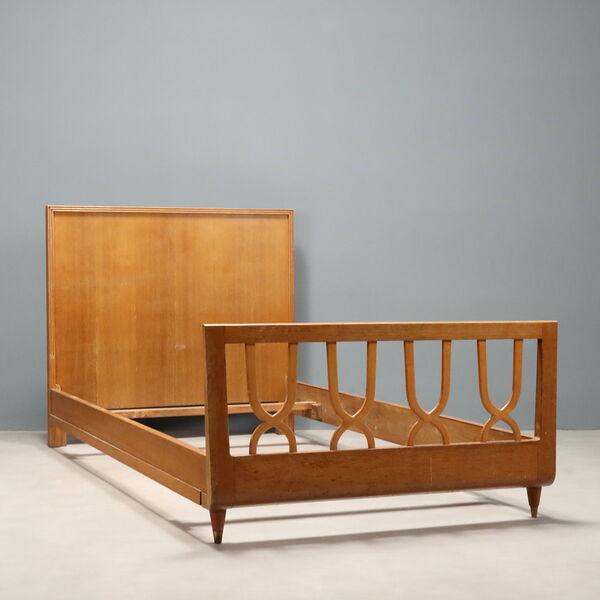 Vintage Single Bed Beech Veneer Design Italy 1950s | Vinterior
