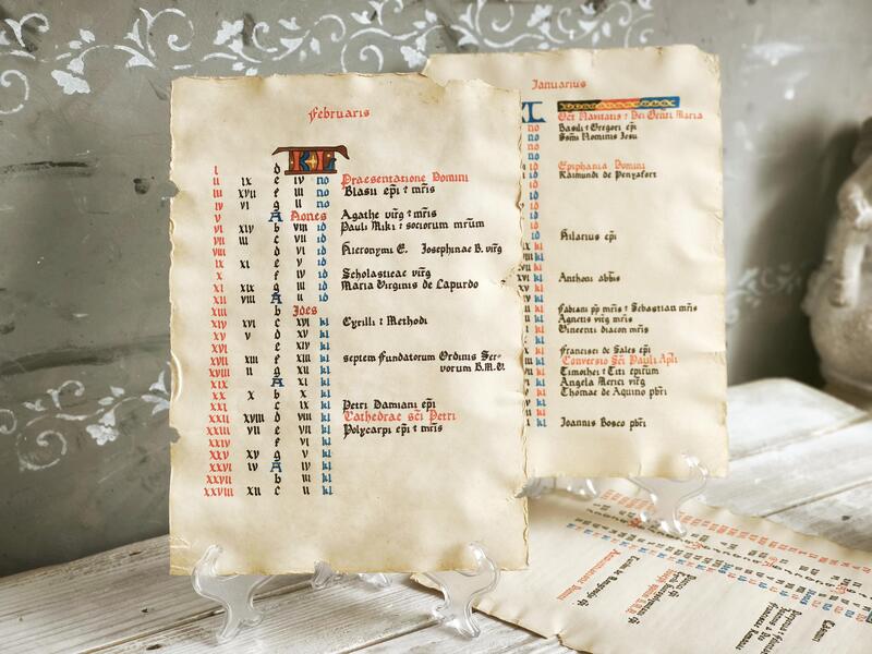 Handmade Illuminated Medieval Perpetual Calendar Facsimile, Gothic ...