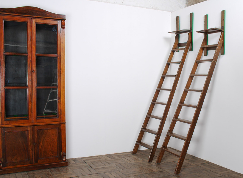 Tall Antique 19th Century Country House Library Ladders Of Welsh ...