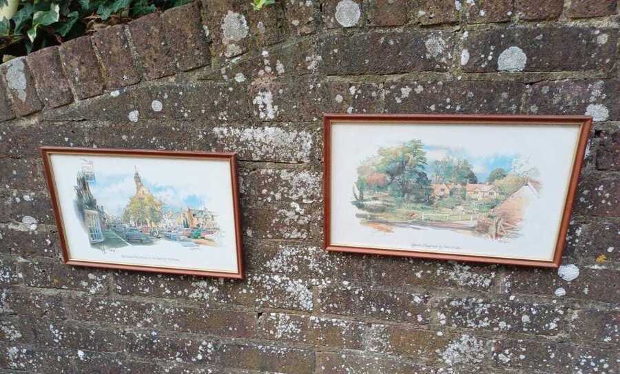 Cotswolds Vintage Prints, Framed, Upper Slaughter And Moreton On The ...