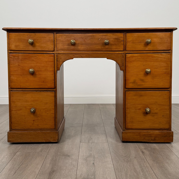Antique 19th Century Good Quality Pine Kneehole Desk | Vinterior