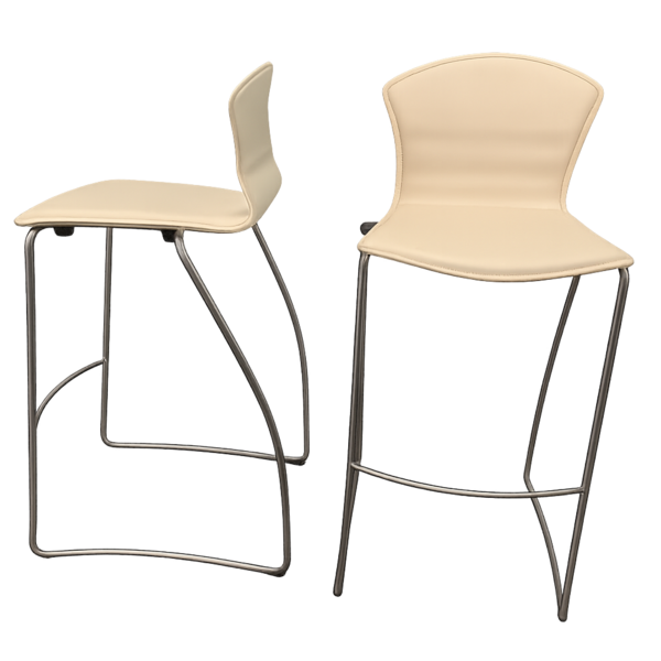 Pair Of Rare Arper Genoa Bar Stools By Giovanni Baccolini– Cream ...