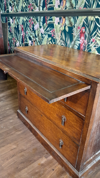 Antique Solid Oak Chest Of 3 Graduated Drawers With Pull Out Writing ...
