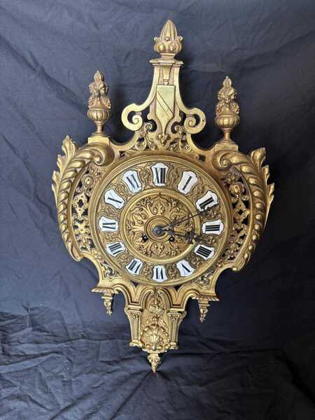 Antique French Gilt Bronze Baroque Cartel Wall Clock | Vinterior