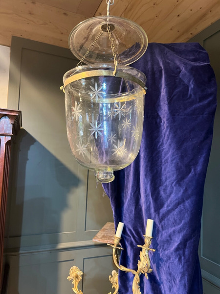 Vintage/Antique Hall Lantern Glass Hundi Lantern Bell Jar Lantern Cut ...