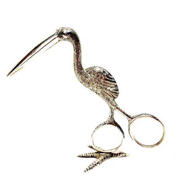 Antique Victorian George Adams Silver Ribbon Threader Scissors Stork ...