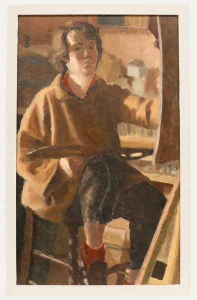 Pauline Plummer (B.1933) Mid 20th Century Oil, Self Portrait On Stool ...