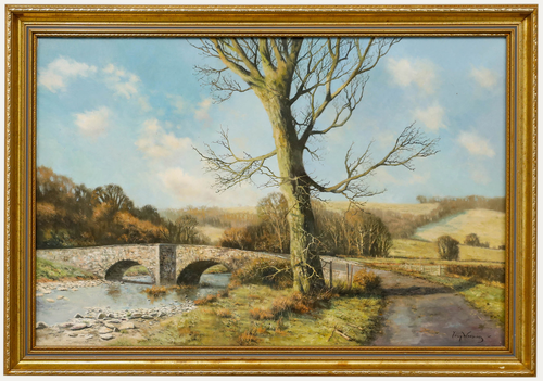 Tony Wooding (B.1969) 20th Century Oil, Stone Bridge In Winter | Vinterior