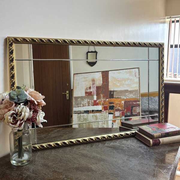 Vintage Rectangular Wall Mirror With Ornate Gold Frame | Vinterior