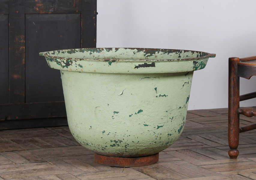 Large Copper Green Painted Cast Iron Cauldron Garden Planter Pot ...
