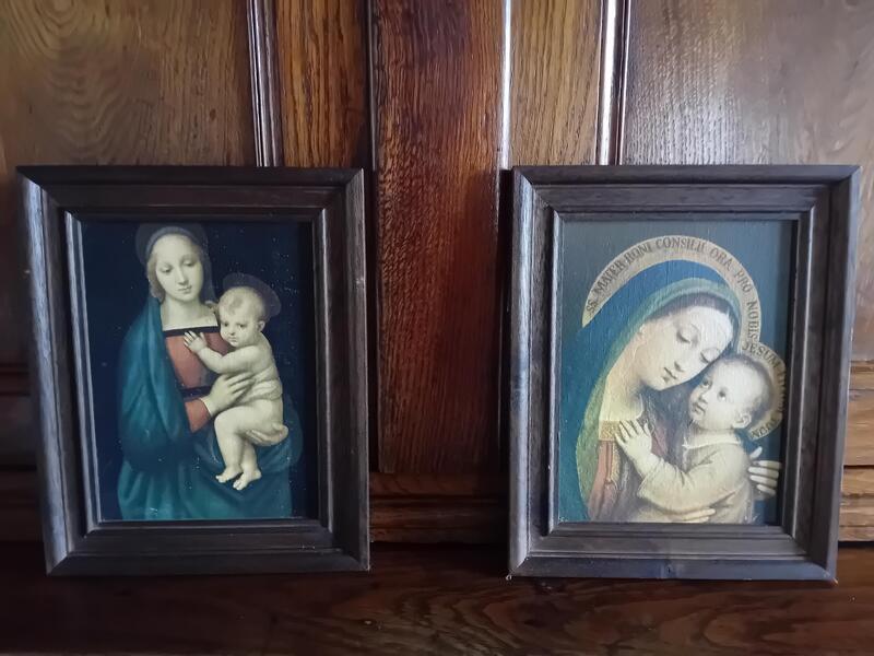 Vintage Madonna And Child Religious Prints In Wooden Frames (Set Of 2 ...
