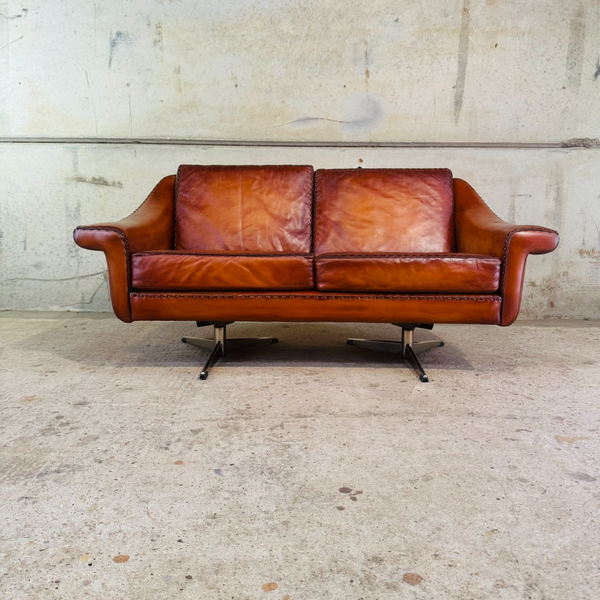 1970s "Matador" Two Seater Light Tan Leather Sofa By Aage Christiansen ...