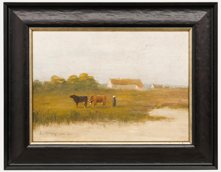 Early 20th Century Oil Drover & Cattle | Vinterior