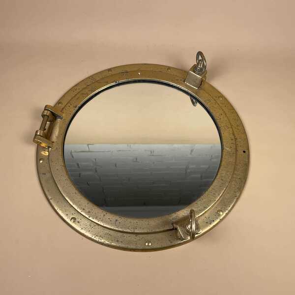 Vintage Brass Porthole Wall Mirror Nautical Maritime Ship Style Large ...