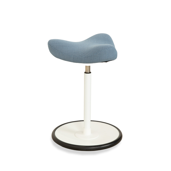 Varier Move Sit Stand Stool Fabric Blue Base White Wood Ash | Vinterior