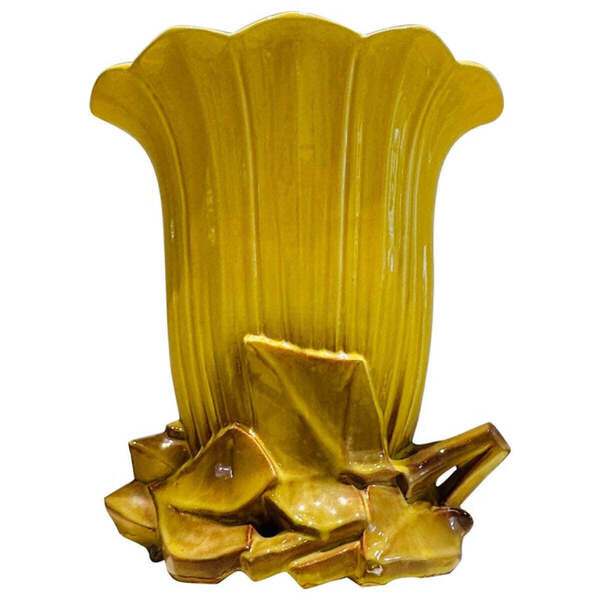 Vintage 1950s Mccoy USA Pottery Yellow & Gold Glazed Tulip Fan Vase ...