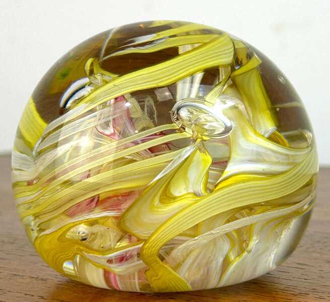 Beautiful Whitefriars Glass Paperweight Swirling Ribbons Bubbles Ray ...