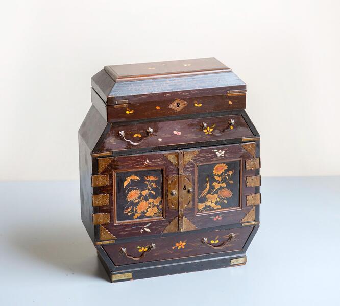 Antique Japanese Cabinet – Meiji Period Lacquered Storage Box – Hand ...