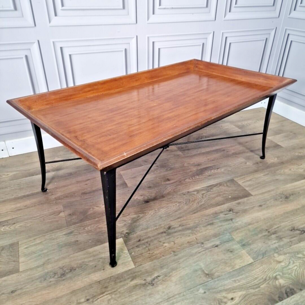 Danish Inspired Mid Century Modern Wood Metal Lipped Coffee Side Table ...