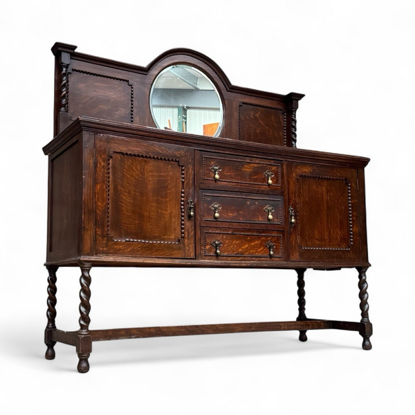 Antique Oak Sideboard Mirror Back Sideboard Barley Twist Jacobean Style