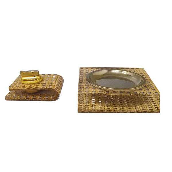 1970s Stunning Smoking Set In Vienna Straw By Geolel. Made In Italy ...