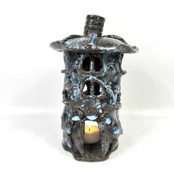 Vintage Studio Pottery Troll House Candle Holder – Sculptural Blue ...