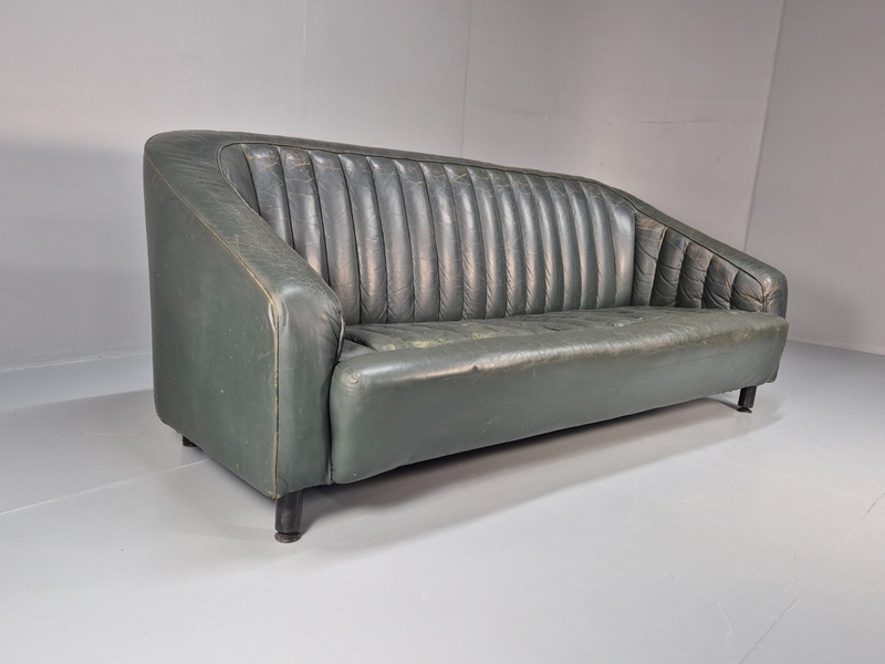 Vintage Conran Three Seater Sofa Original Green Leather 1980s Retro ...