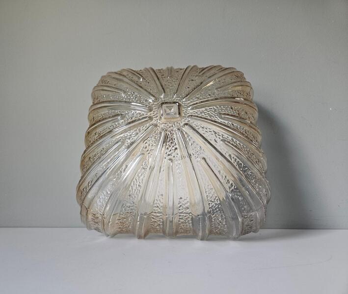 Vintage Square Pressed Glass Ceiling Or Wall Light – Textured Glass ...