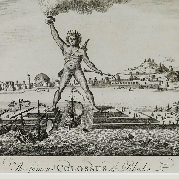 18th Century Engraving The Famous Colossus Of Rhodes | Vinterior