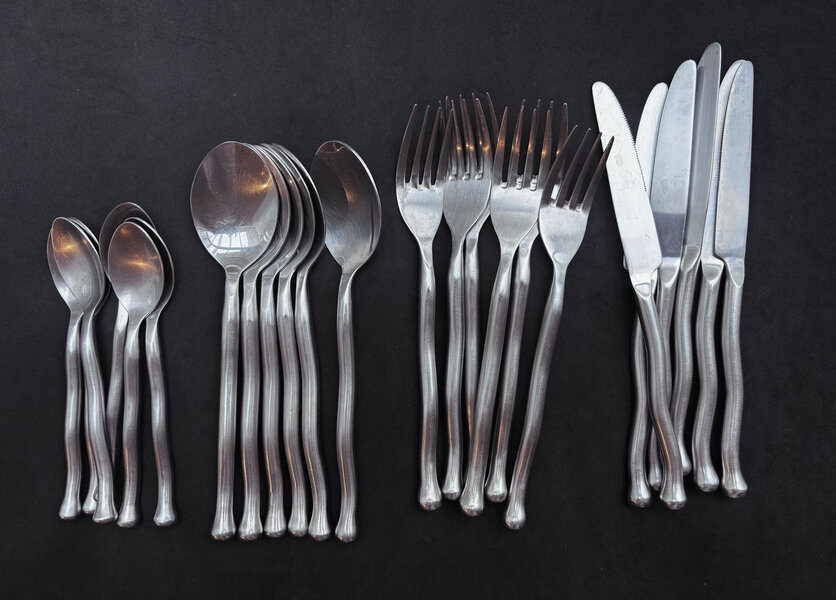 French Twisted Flatware Set For 6, Brutalist Medieval Style | Vinterior