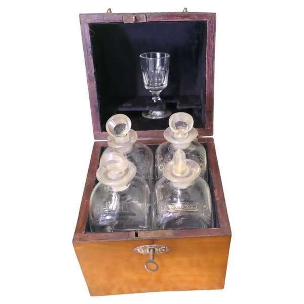 19th Century Fitted Decanter Box, 4 Decanter Tantalus | Vinterior