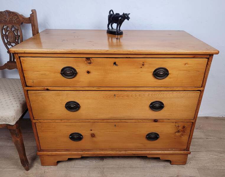 Victorian Chest Of Drawers Pine 3 Drawer Drop Handles 19th C Delivery ...