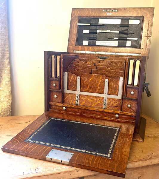1940s Army & Navy Oak Letter Desk Cabinet Industrial Antique Vintage ...